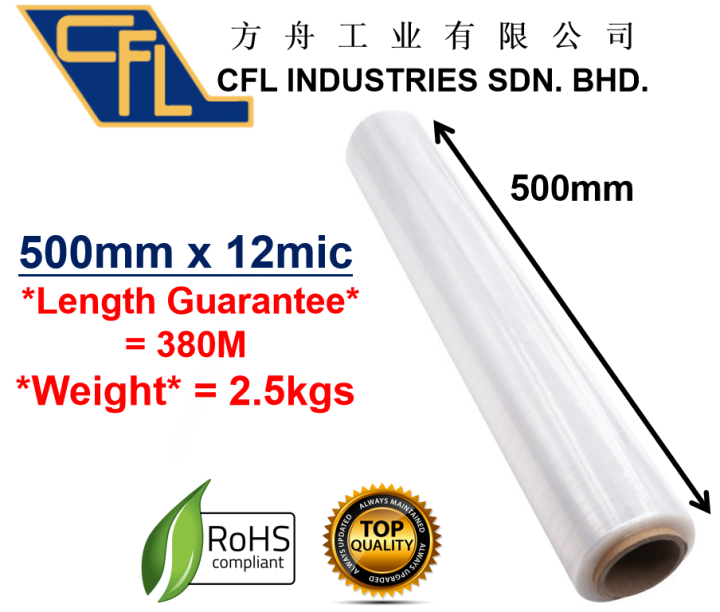 Clear Stretch Film (500mm x 12mic x 2.6kgs) | Lazada