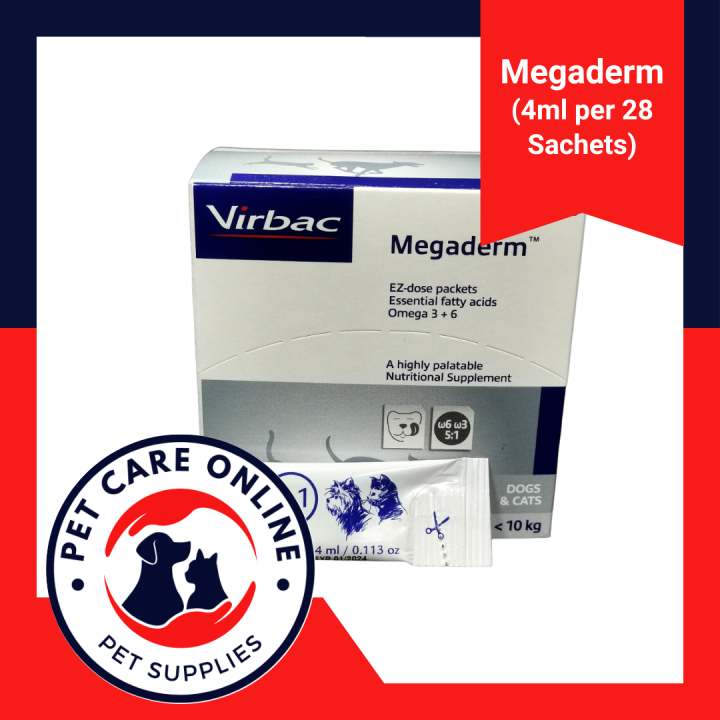 Virbac MEGADERM 4ml (BOX of 28 SACHETS) for Dogs and Cats below 10kg ...