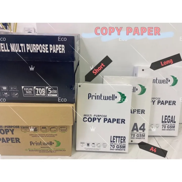 Printwell Copy Paper A4 Size/Long paper / Short paper Bond Paper Ultra ...