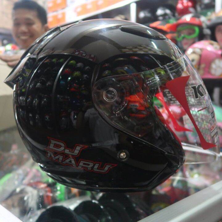 Helm Half Face KYT DJ MARU Solid Black Glossy | Lazada Indonesia
