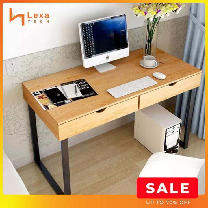 LEXA TECH Modern Minimalist Computer Table Desk with Drawer (Pine ...