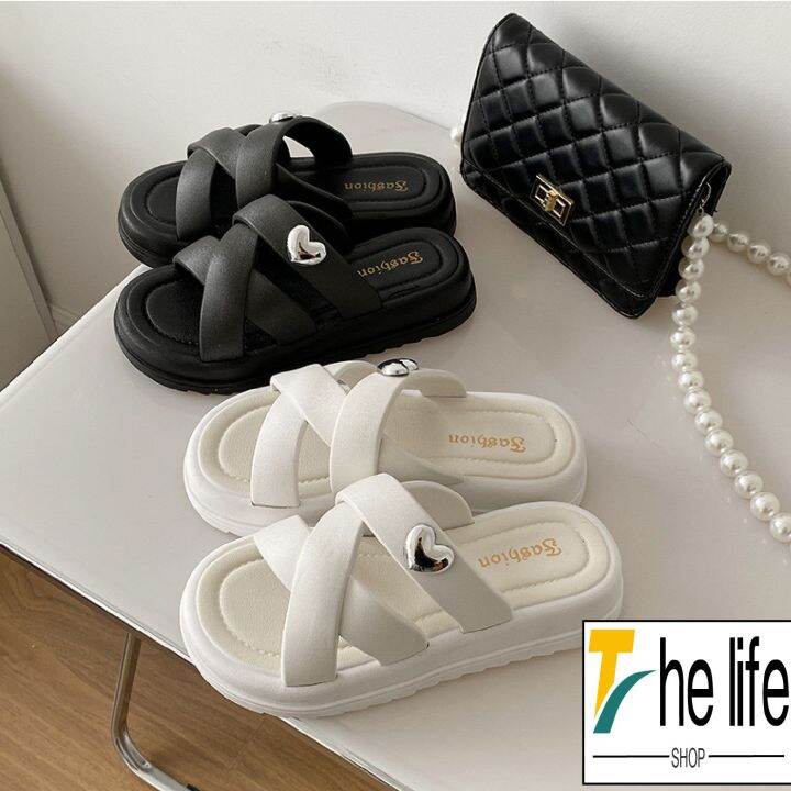 THE LIFE SHOPรองเท้าแตะ(สามสายคาด)สวยน่ารัก แบบสวม รองเท้าแฟชั่นผู้หญิง ...