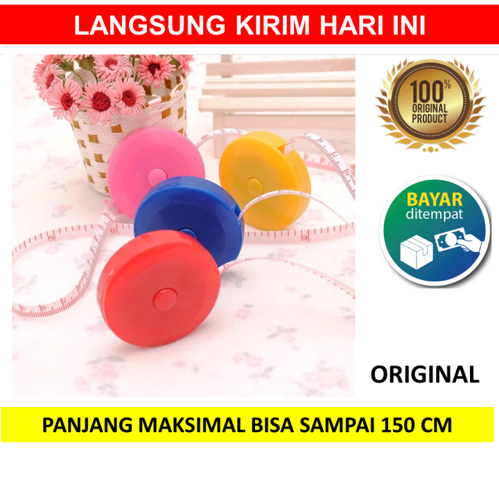 Meteran Gulung Mini Roll Putar Otomatis Alat Ukur Baju Badan 150 150cm ...