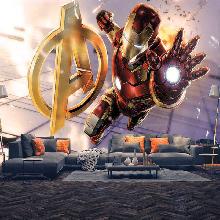 Spider-Man Marvel Comics theme wallpaper gym The Avengers wall covering ...