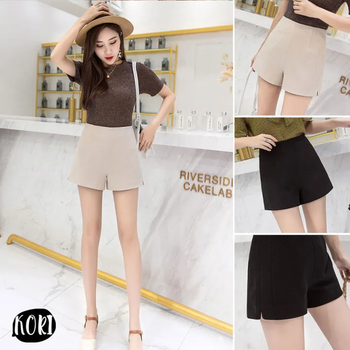 กางเกงขาสั้น เอวสูง เรียบหรู ผ่าข้าง ทรงสวย แฟชั่นผู้หญิง Kori Shop [147] | Lazada.co.th