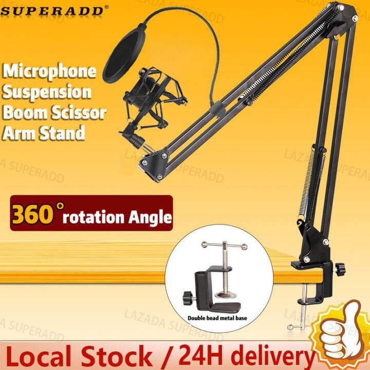 SUPERADD 360° rotation Angle Mic Suspension Boom with Phone Holder ...