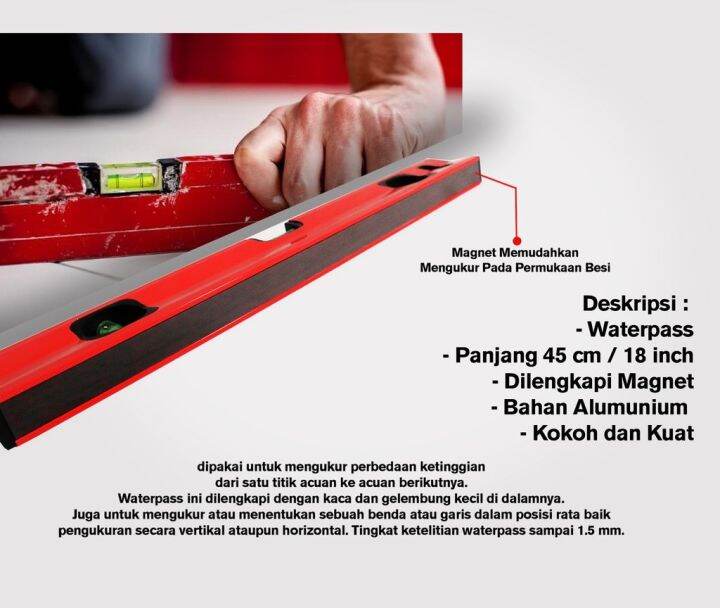 Waterpas Magnet 18 Inci l Waterpass 45 cm l Alat Ukur Tukang | Lazada Indonesia
