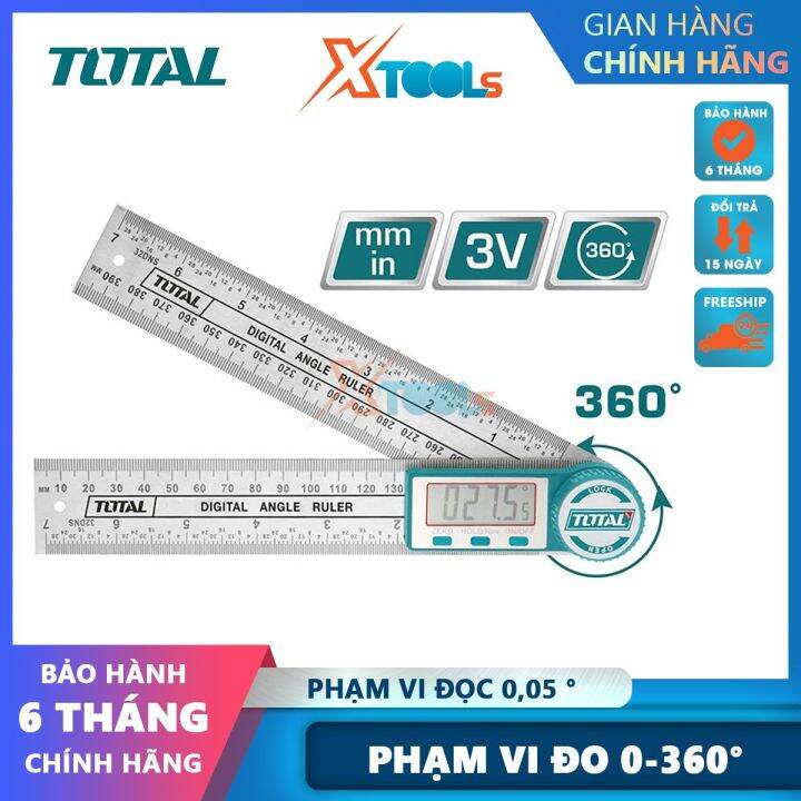 Thước đo kỹ thuật số TOTAL TMT333601, phạm vi đo 0-360°,0-200mm,0400mm ...