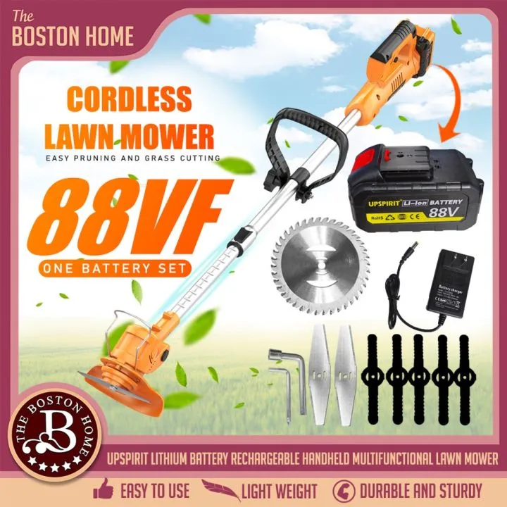 【COD】Electric Lawn Mower Grass Cutter Cordless Grass Trimmer Portable Grasscutter Machine Grass ...