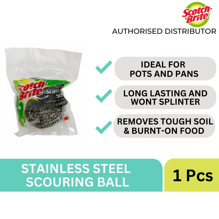 3M Scotch Brite Stainless Steel Scrubber/Scouring Ball/Scouring Pad ...