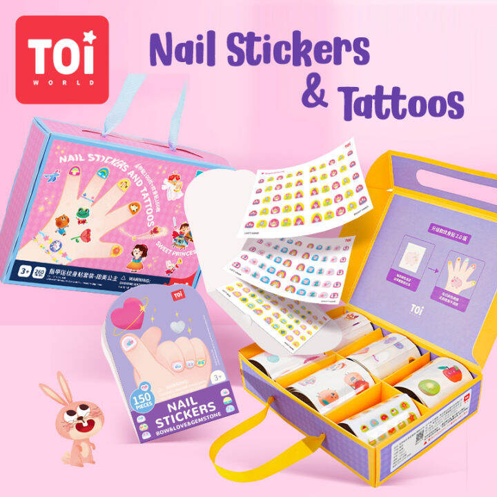 TOi Nail Stickers And Tattoos ชุดสติ๊กเกอร์แทททู+ติดเล็บ สำหรับเด็ก ...