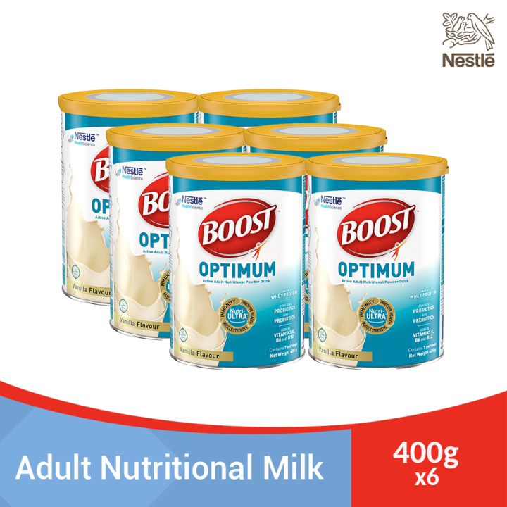 NESTLE BOOST Optimum Vanilla Adult Milk Powder 400g - Pack of 6 | Lazada PH