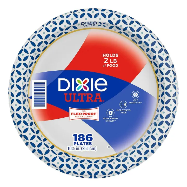 Dixie Ultra Heavy Duty Paper Plate 25.5 cm, 186-count random design ...