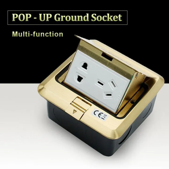 10A 2500W Pop-Up Floor Plate Ground Outlet Socket Duplex Power ...