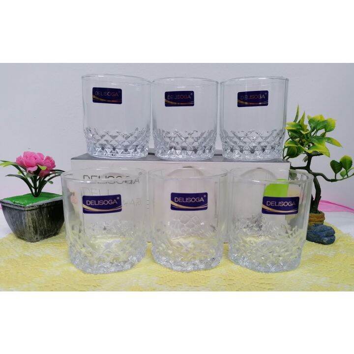DELISOGA Fashioned Rock Glass Whiskey Glasses Water Glass Cup Set 6pcs ...