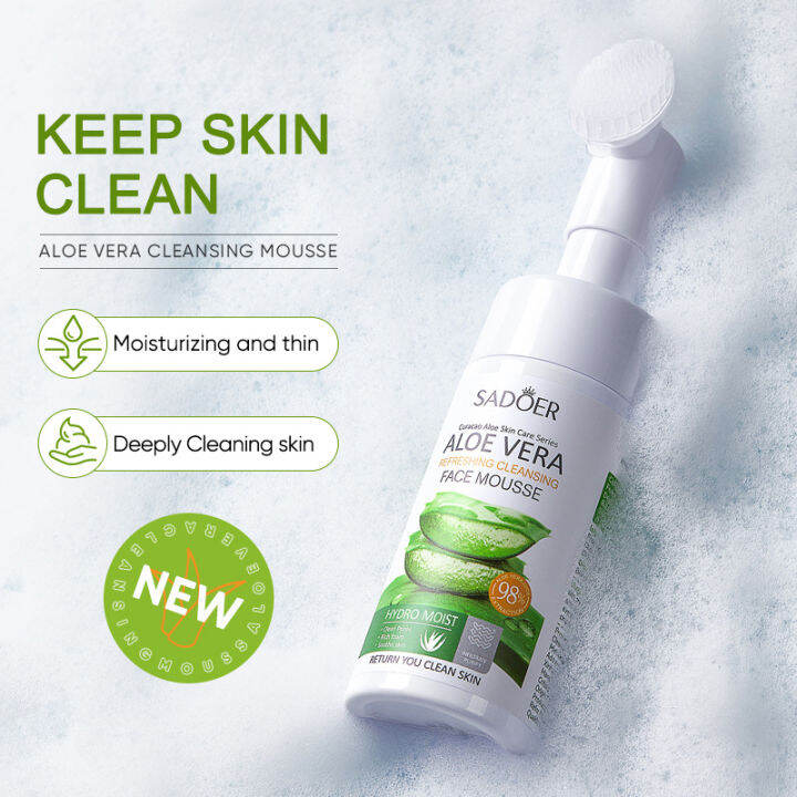 SADOER Aloe Vera Refreshing Cleansing Mousse Deep Cleansing Non-tight Moisturizing Facial Wash ...