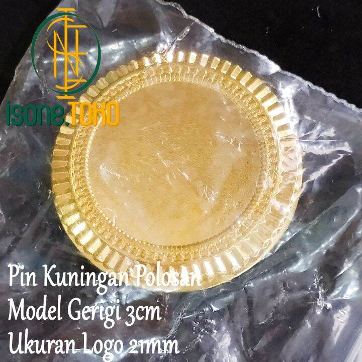 Pin Kuningan Emas Peniti Bulat Gerigi Polos Polosan Logo 1.8cm 2cm ...