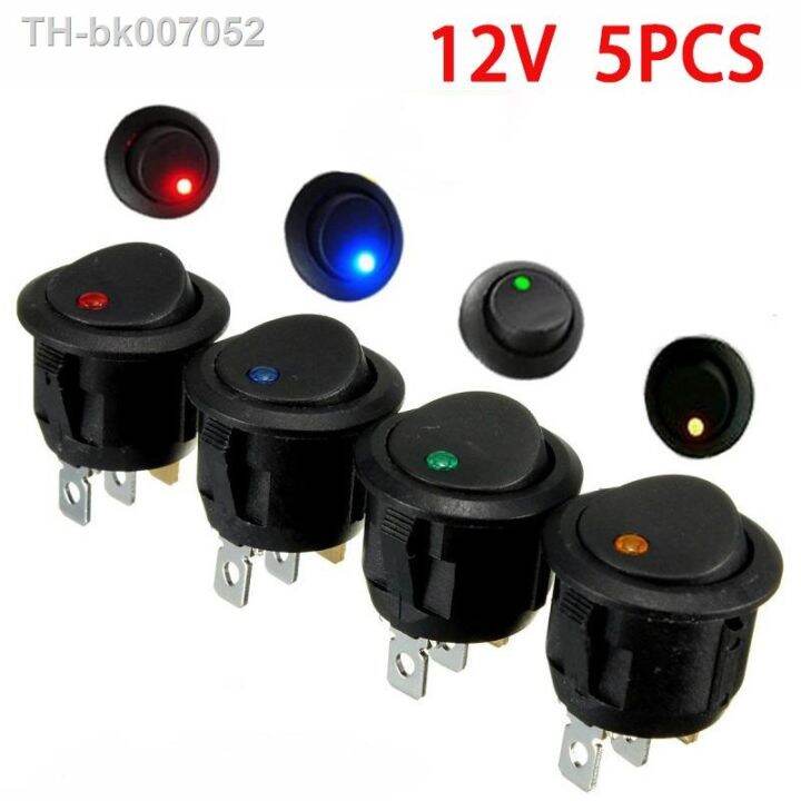 5Pcs/Set ON/OFF 12V Round Rocker Dot Toggle Switch Waterproof LED Light ...