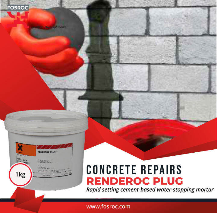 Fosroc Renderoc Plug 1kg - Rapid setting cement-based, water-stopping ...