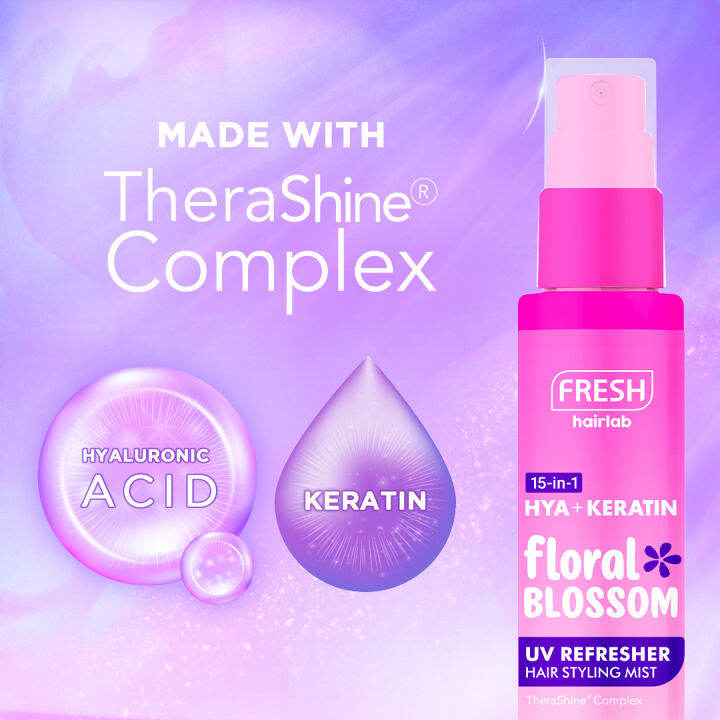 FRESH 15 in 1 Hya+Keratin Floral Blossom UV Refresher Hair Styling Mist 50mL | Lazada PH