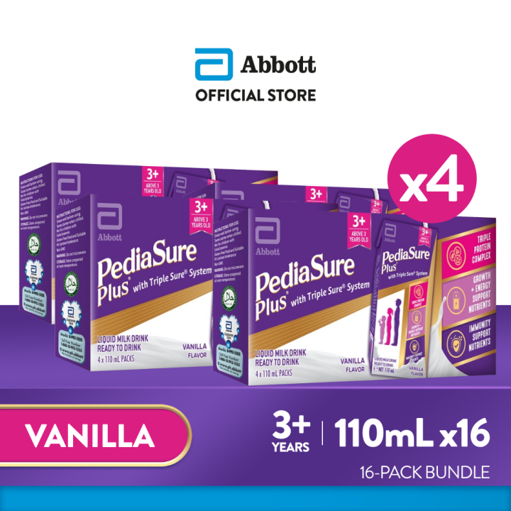 Pediasure Plus Ready to Drink Vanilla 110ML x 4 For Kids Above 3 Years ...