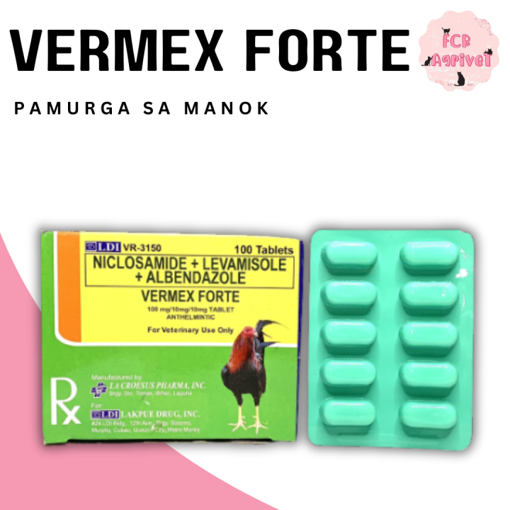 [FCR AGRIVET ll] 10pcs Vermex Forte for Gamefowl / Para sa Manok ...