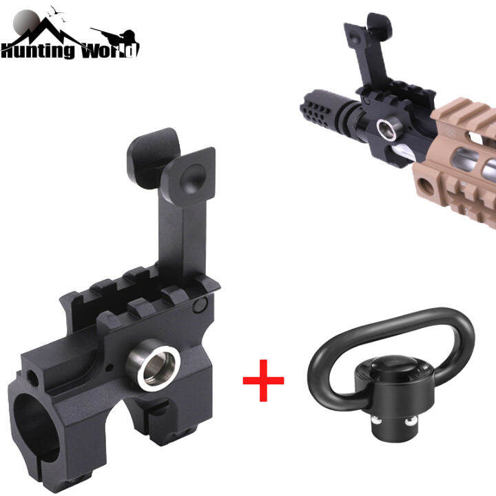 Tactical CNC Flip-Up Folding Front Iron Sight with Clamp-On Gas Block ...