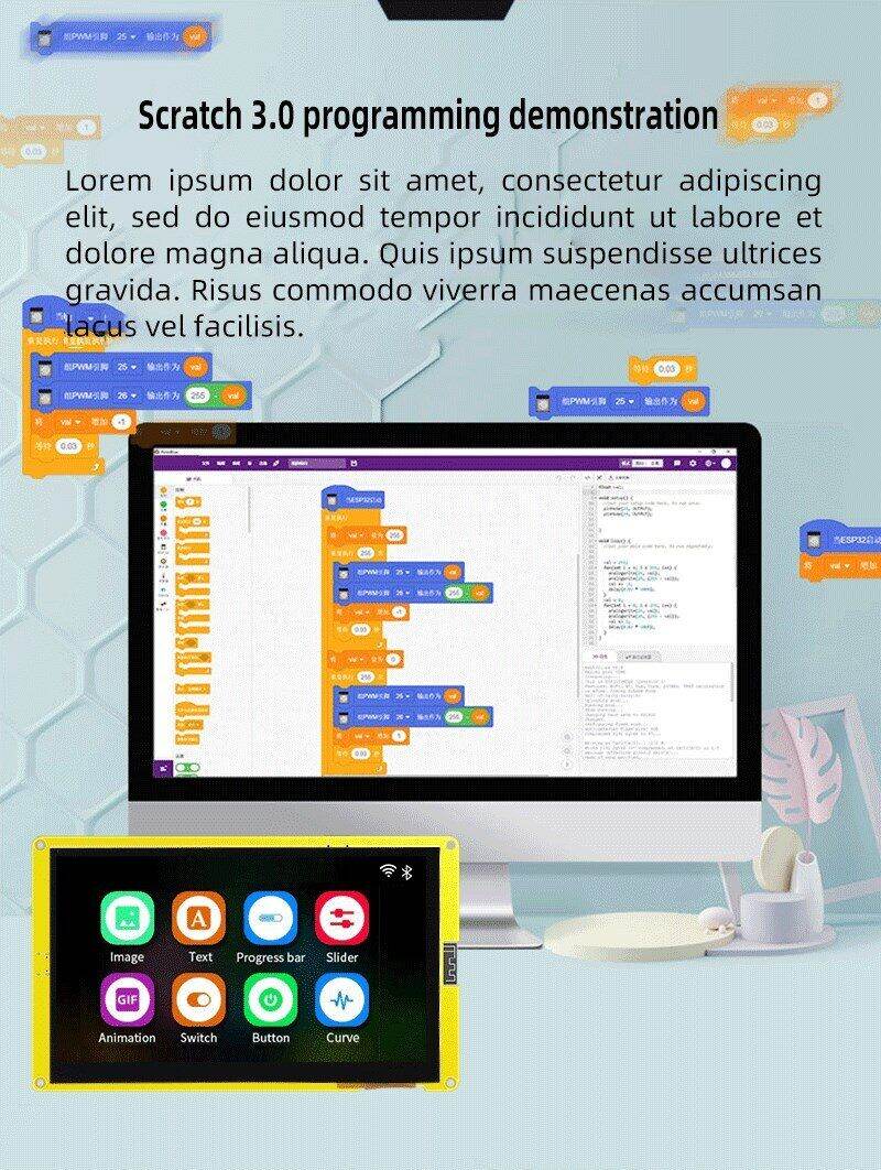 Esp32 S3 Hmi 8m Psram 16m Flash Arduino Lvgl Wifi And Bluetooth 7 800480 Smart Display 70 Inch