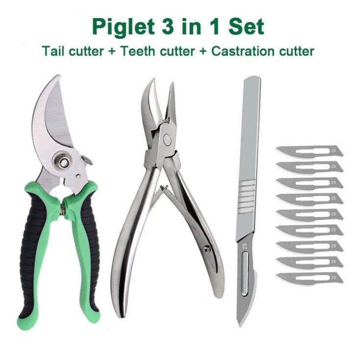 1 set Kit piglets tail cutter+pig castration cutter+piglets teeth ...
