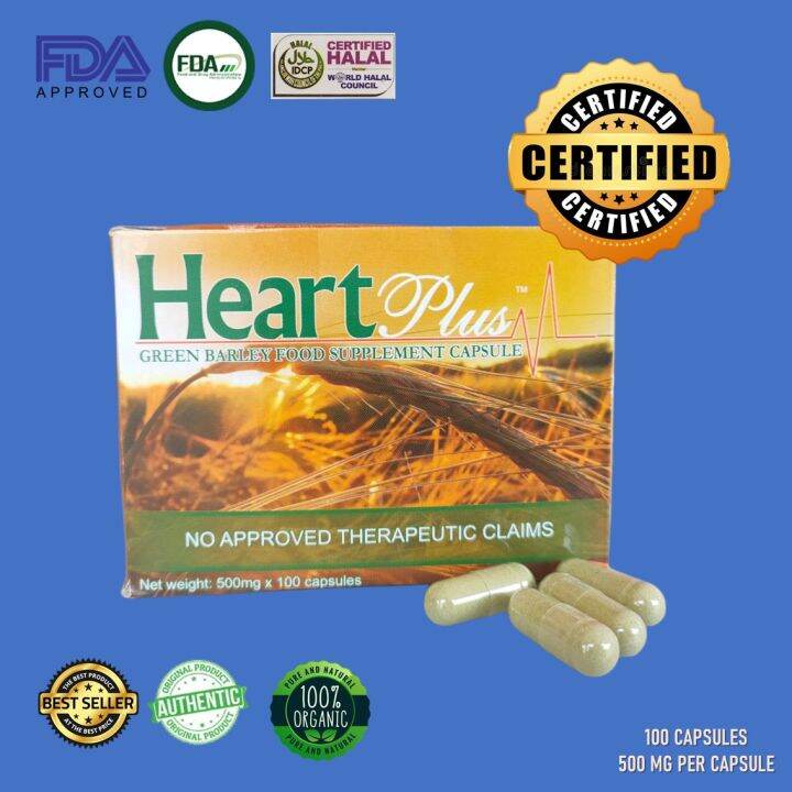 Green Barley Food Supplement Capsule (Heart Plus) 500 mg x 100 Capsules | Lazada PH