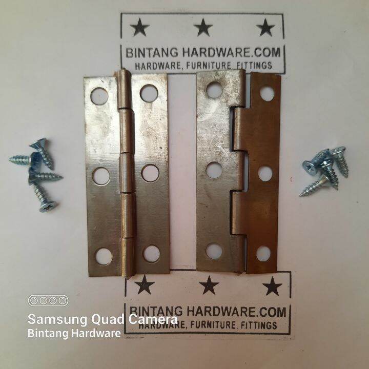 Engsel Kupu 2 1/2 inch Sepasang Bonus Sekrup Tapping Engsel Tipis Pintu ...