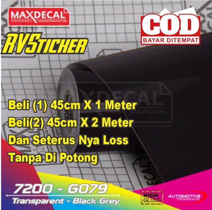 SKOTLET BLACK GREY TRANSPARAN MAXDECAL Uk. Tinggi/Lebar 45 x 100 cm ...