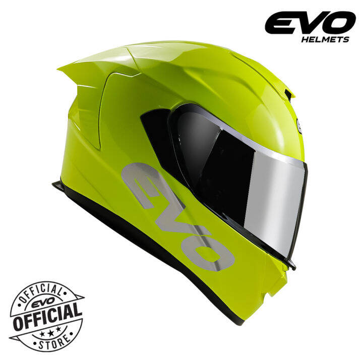 EVO GT-PRO Plain Yellow Fluo Dual Visor Full Face Helmet | Lazada PH