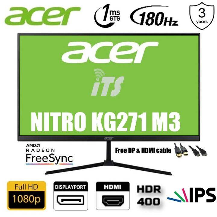 Acer Nitro 27" KG271 M3 1ms 180Hz Gaming Monitor | Lazada