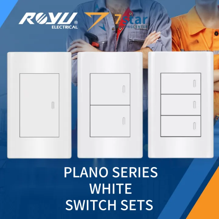 ROYU Plano Series WHITE - 1 Gang, 2 Gang, 3 Gang / 1-Way & 3-Way Switch ...