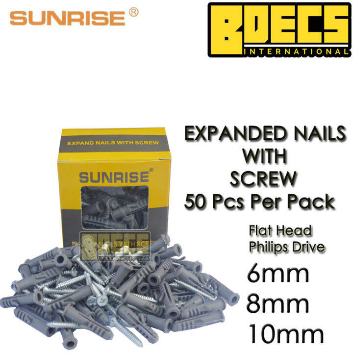 Expanded Nails with Screw or Tox screw 1 pack (50 Pcs Per Pack) SUNRISE ...