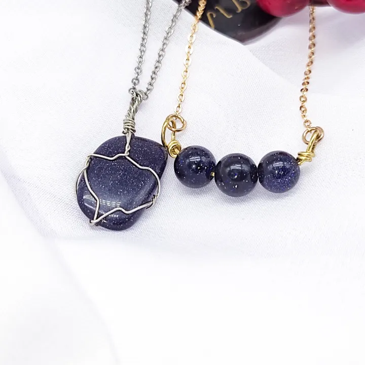 Blue Sandstone Necklace (Stone of Victory) Crystal Blue Sandstone ...