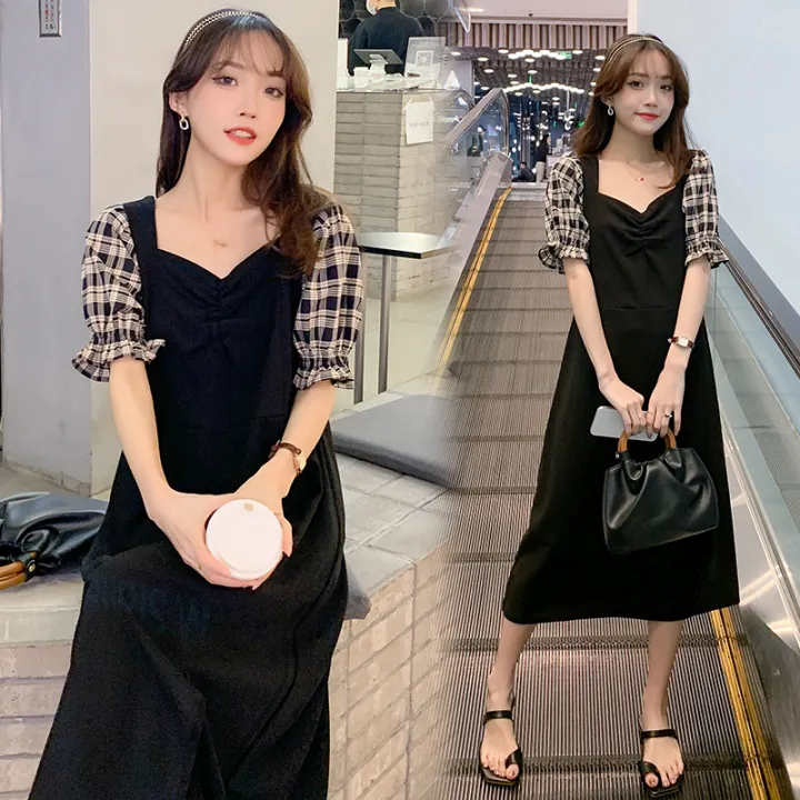 V2420 # ชุดเดรสให้นมบุตร,เสื้อผ้าพยาบาลเกาหลีชุดเดรสหลังคลอดยาวปานกลาง ...