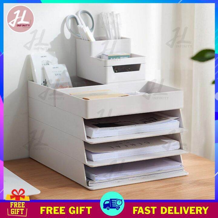 JL Ready Stock Storage Box / Paper File Rack / Desktop Organizer ...