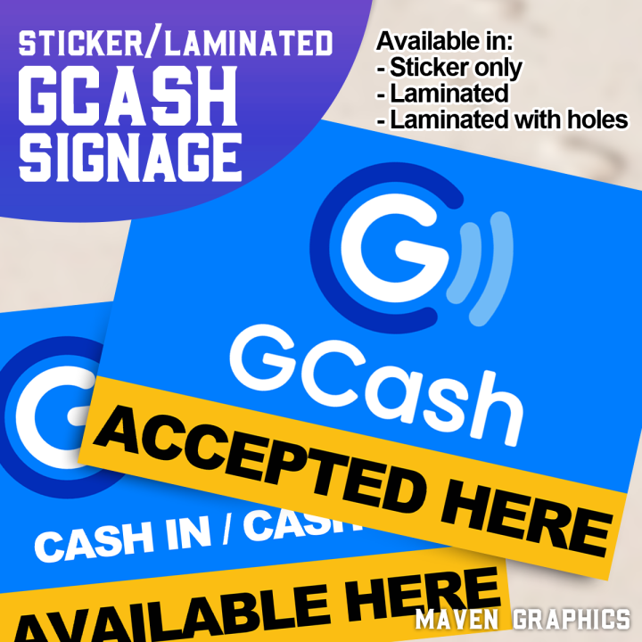 GCash Signage Sticker Laminated Print with hole for Hanging For ...