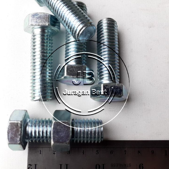 BAUT MUR M14 X 50 PANJANG 5CM 5 CM KUNCI 22 50MM MM PUTIH BAUD BMP M14X50 DIAMETER DRAT 14MM ...