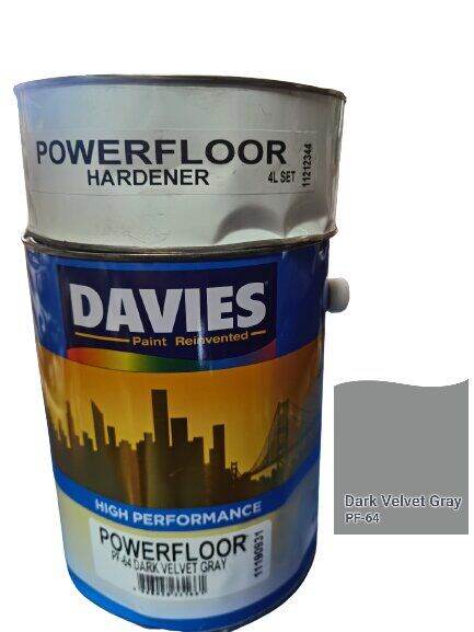 Davies Powerfloor Floor Paint Dark Velvet Gray 3 Liters Paint 1 Liter Hardener | Lazada PH