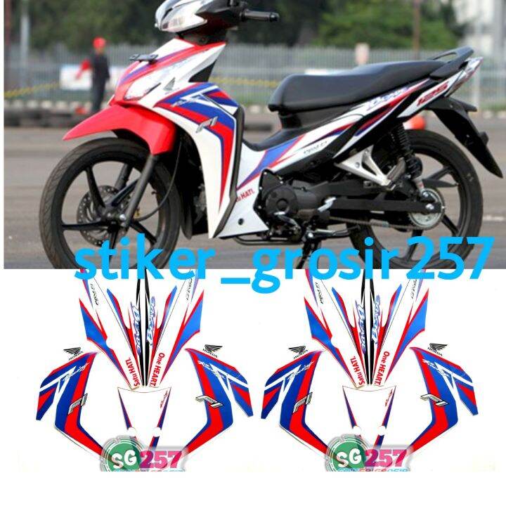 STIKER STRIPING LIS BODY BLADE 125 FI RACING TAHUN 2015 HITAM PUTIH ...
