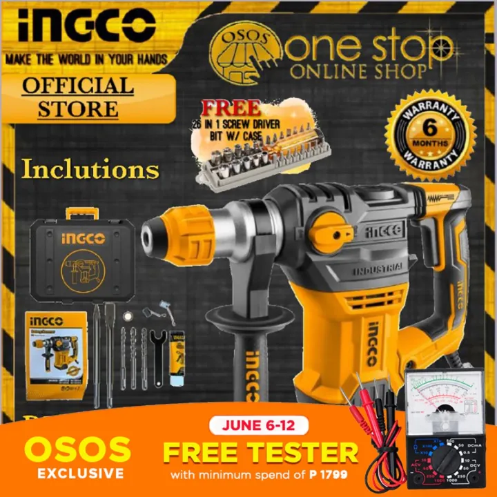 Promotions INGCO Industrial Rotary Hammer Drill Chipping Gun w FREE ...