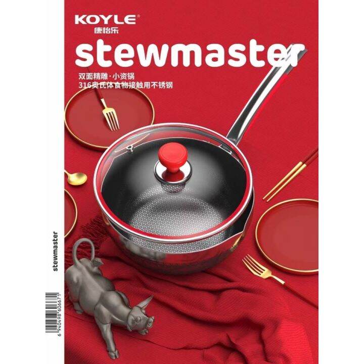 Premium Korean Stainless Steel Non Stick Fry Pan Wok Honey Comb Lid Wok ...