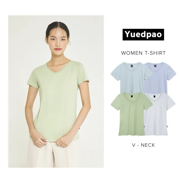 Yuedpao แท้100% เสื้อผู้หญิงคอวี ไม่ย้วย ไม่ต้องรีด รุ่น Ultra Soft Non-Iron ผ้านุ่มใส่สบายมาก ...