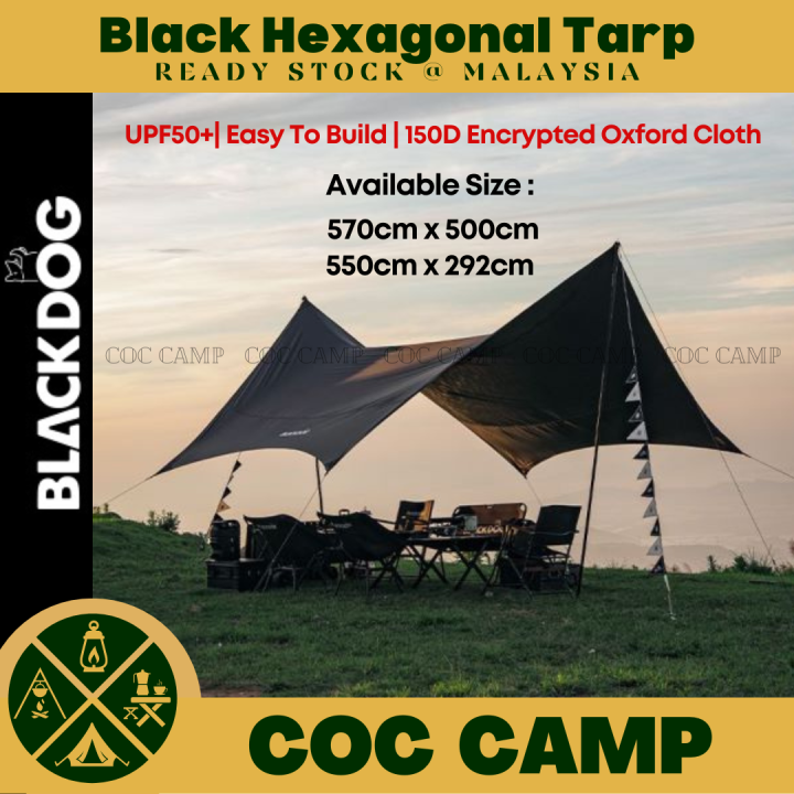 Blackdog Large Hexagonal Tarp Flysheet Black Camping | Lazada