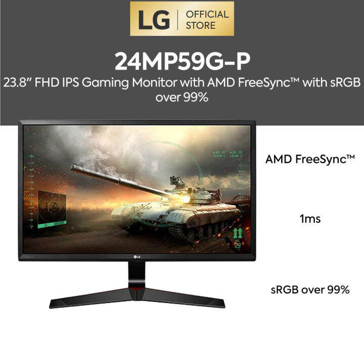 LG 24MP59G-P 23.8" FHD IPS Gaming Monitor AMD FreeSync™ 1ms 75Hz HDMI ...