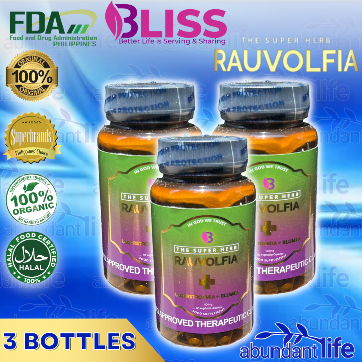 3 Bottle Super Herb RAUVOLFIA + LAGERSTROEMIA +BLUMEA 60capsules ...