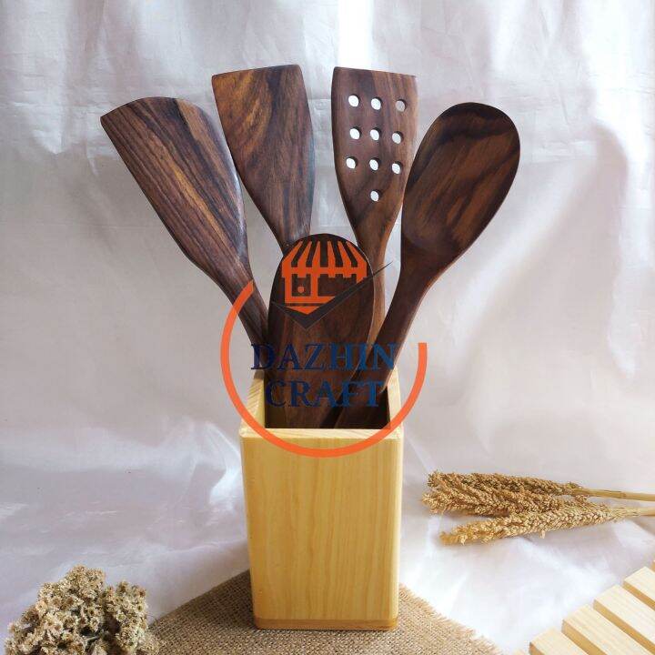 Spatula Kayu Set "Sonokeling" Isi 5 Model, Sutil, Centong, Solet, Erus ...